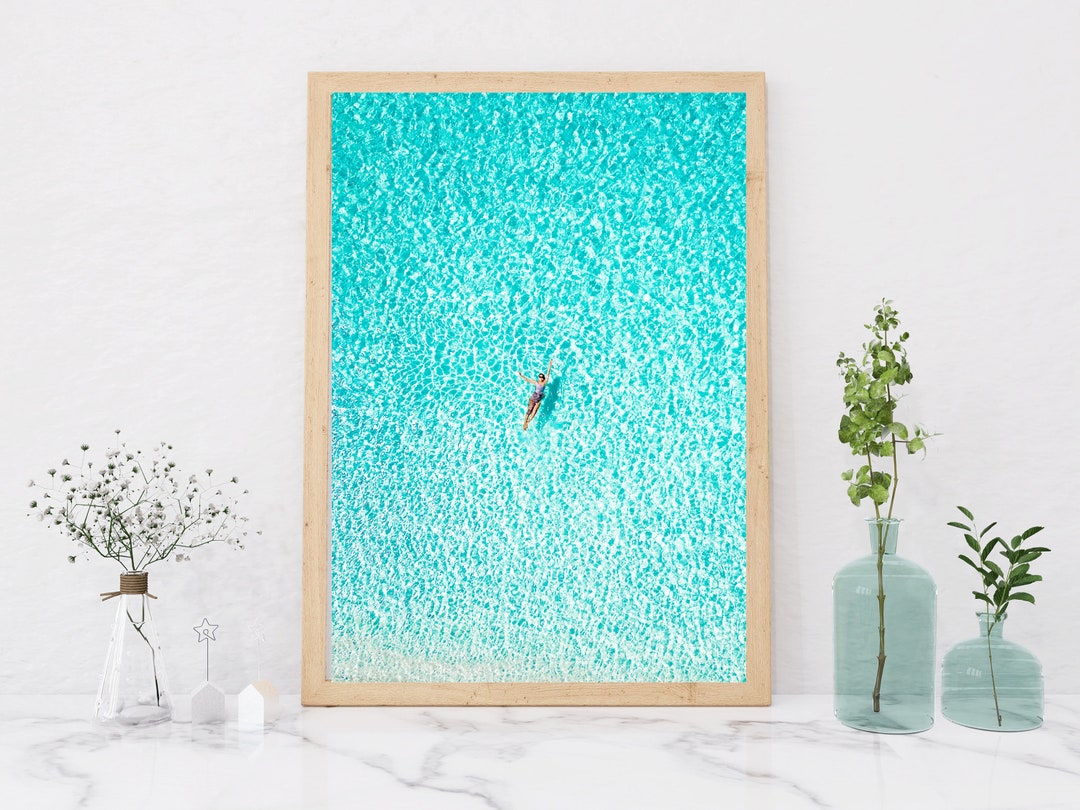 Woman Swimming in the Ocean Art Print Digital Art Print Printable Wall ...