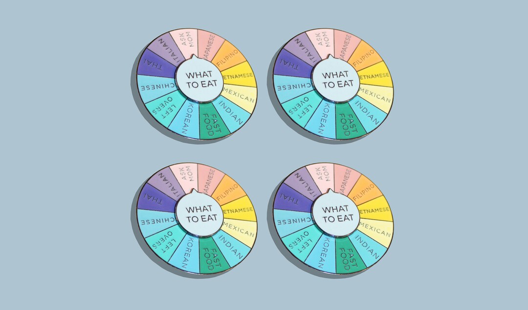 What to Eat Enamel Pin Spinner Interactive Wheel Pin - Etsy
