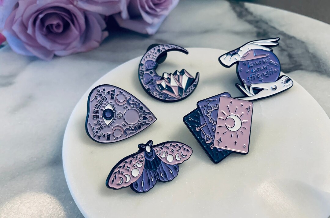 Tarot Card Enamel Pins | Five Pack | Ouija | Crystal Ball Mystical ...