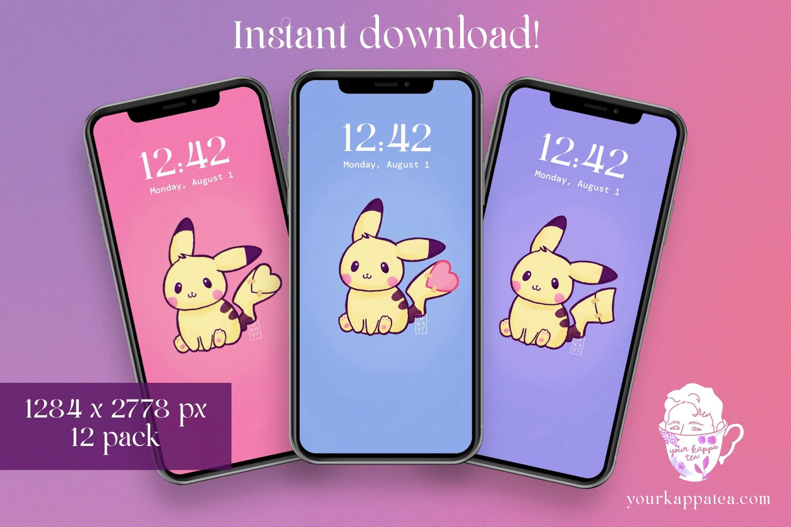 Pokemon Pikachu Phone Wallpaper 12 Pack Trans Pikachu Kawaii - Etsy
