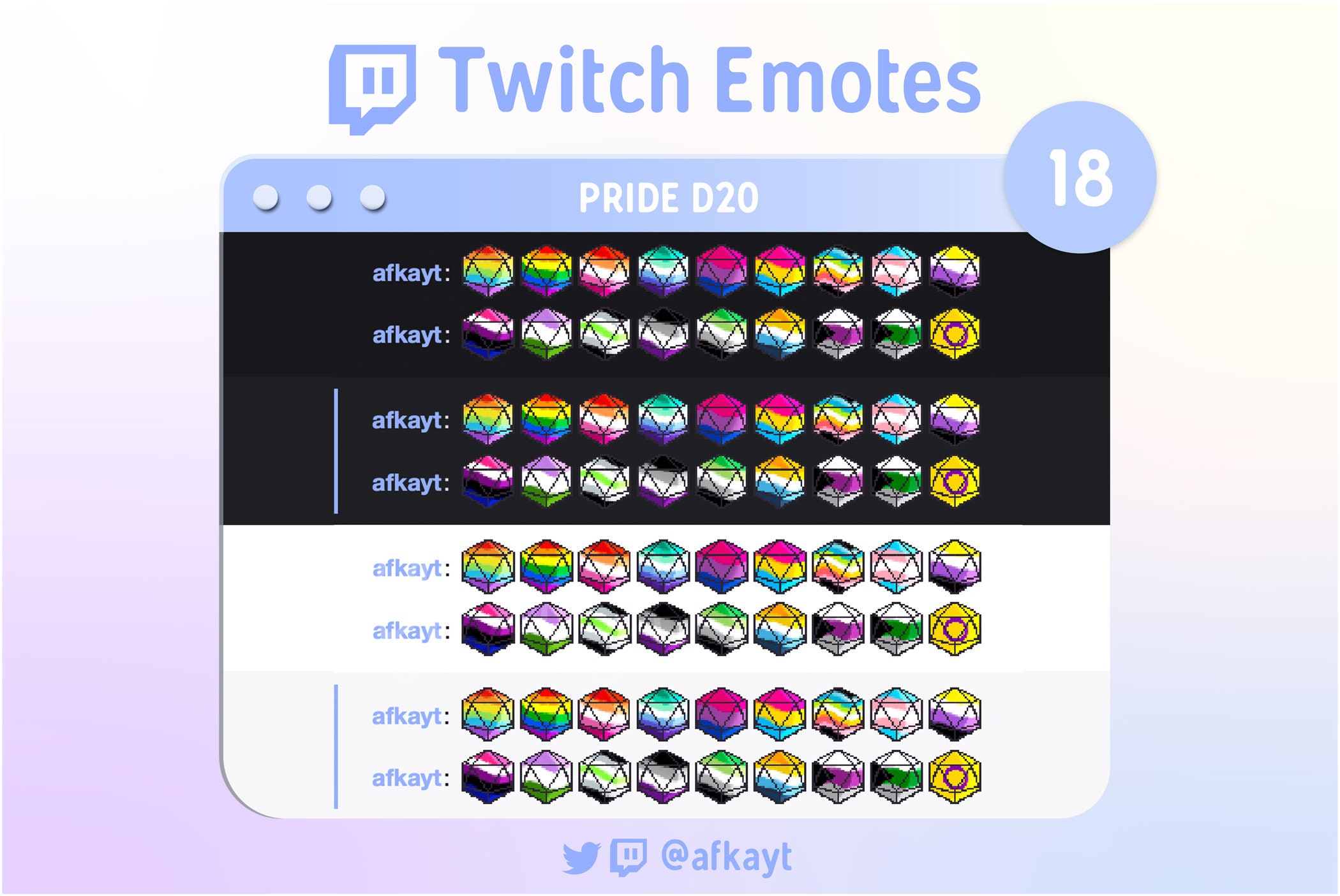 FREE Pride D20 Twitch Emotes | 18 Pack Ready to Use | Pixel Art, TTRPG ...