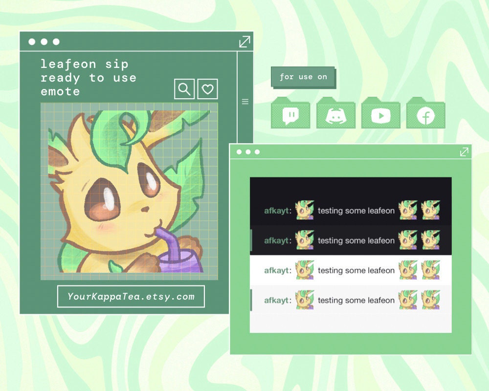 Leafeon Sip Premade Emote for Twitch Discord Youtube Facebook Gaming ...