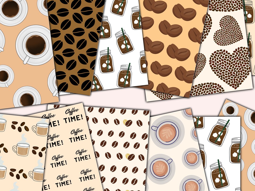 Coffee Lover Digital Paper Pack, Scrapbooking, Clipart, Starbucks ...
