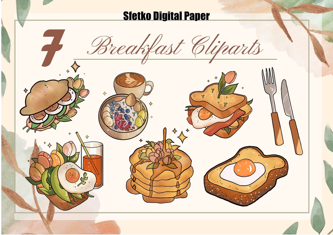 Breakfast Clipart, Digital Download. - Etsy