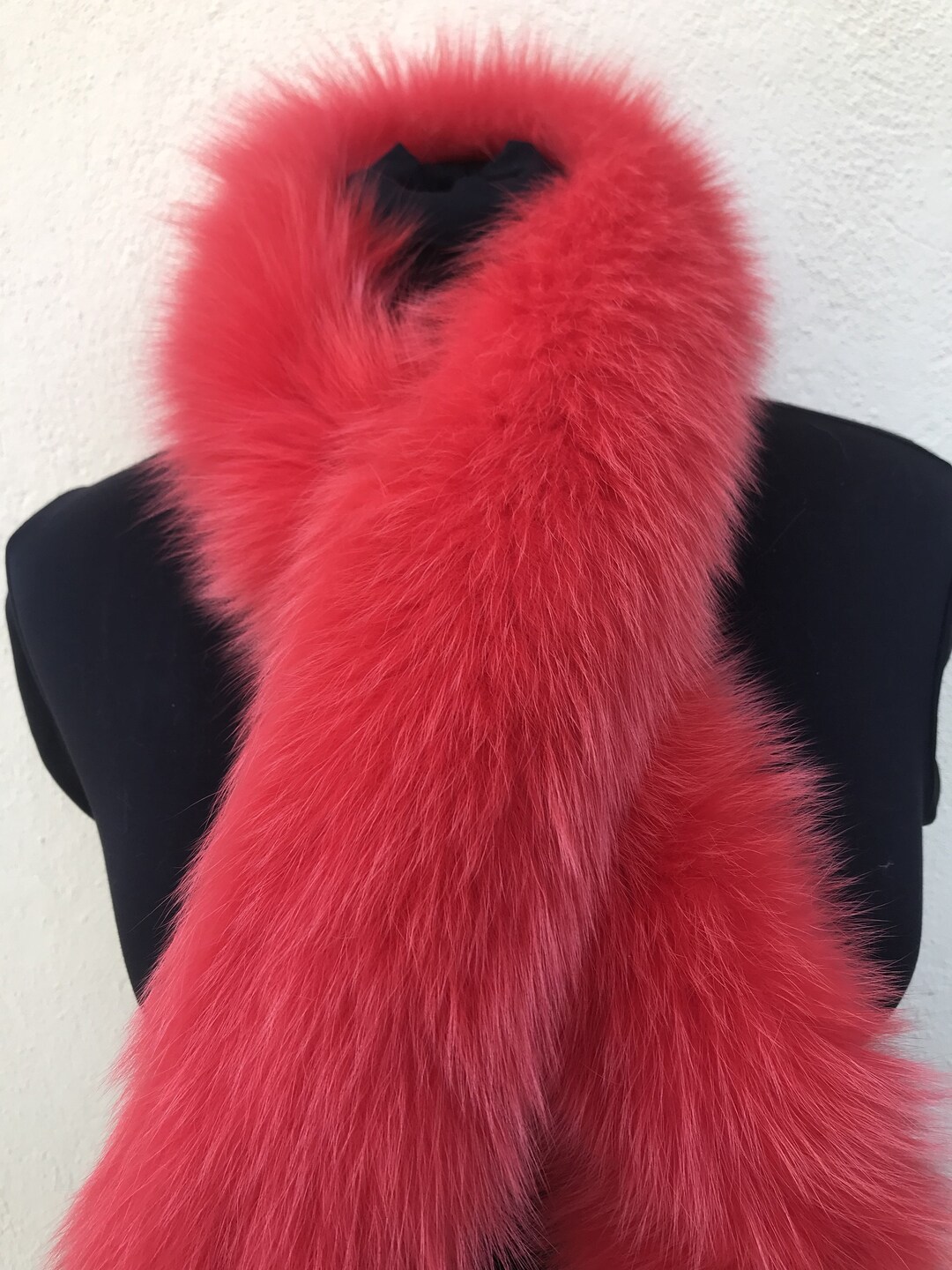Bright Red Fox Fur Scarf - Etsy