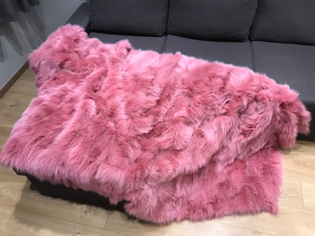 Pastel Pink Fur Blanket/throw for Your Bedroom or Your Living Room With ...