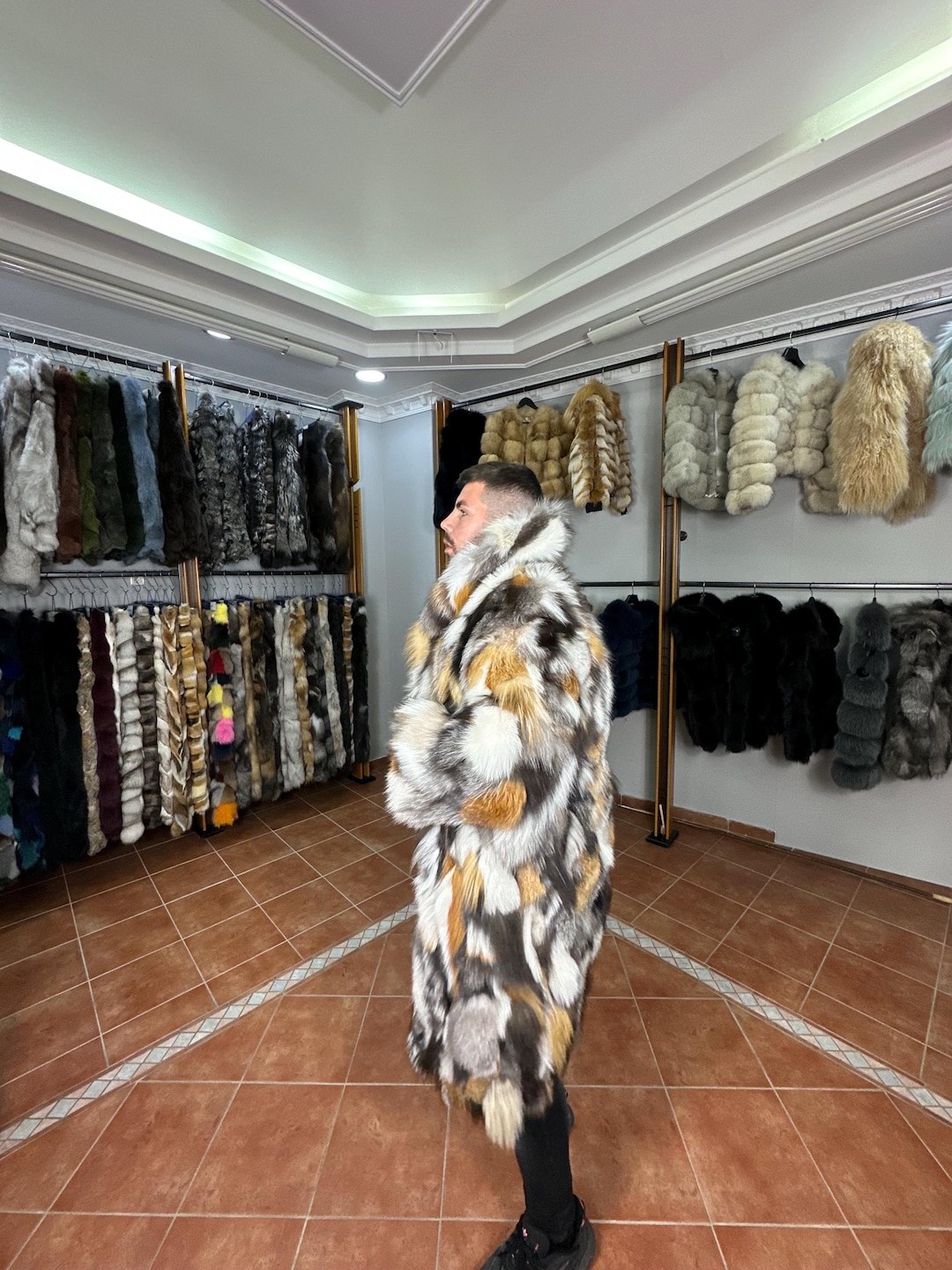 Real Cross/red Fox Fur Men Coat - Etsy