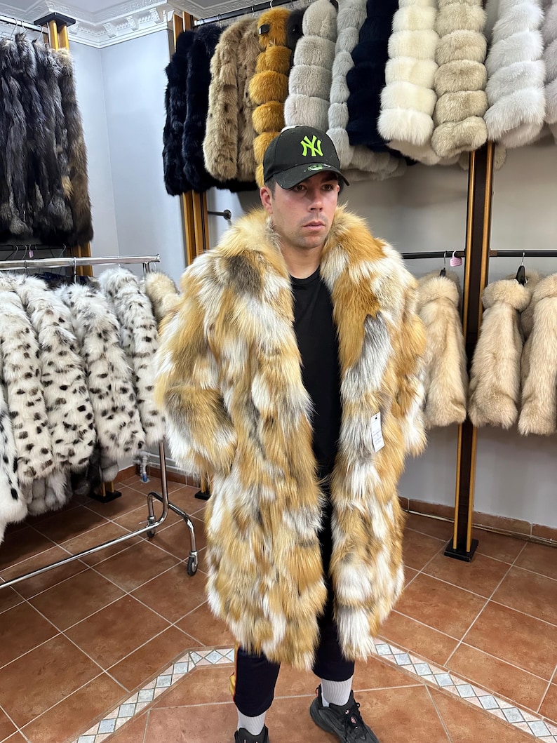 Real Cross/red Fox Fur Men Coat - Etsy