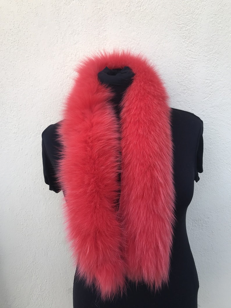 Bright Red Fox Fur Scarf - Etsy