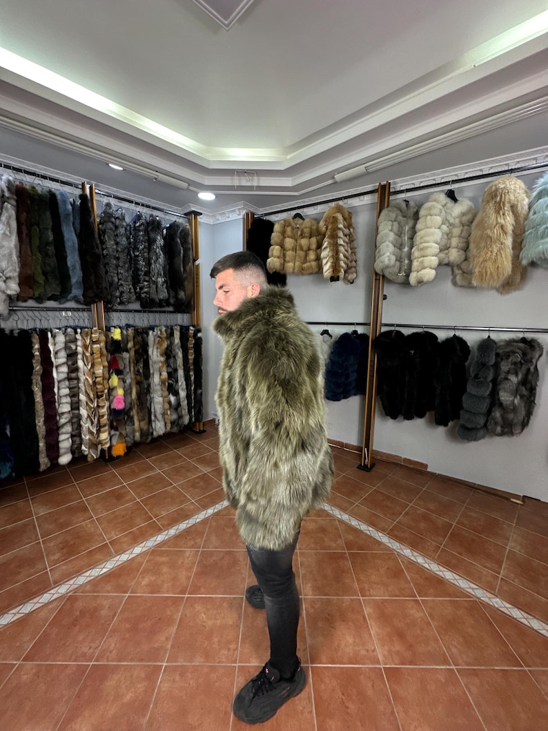 Green Fox Fur Men Jacket - Etsy