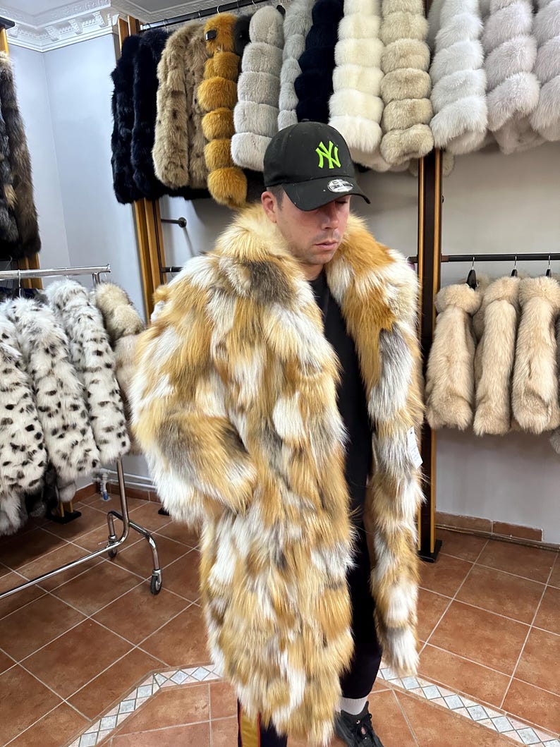 Real Cross/red Fox Fur Men Coat - Etsy