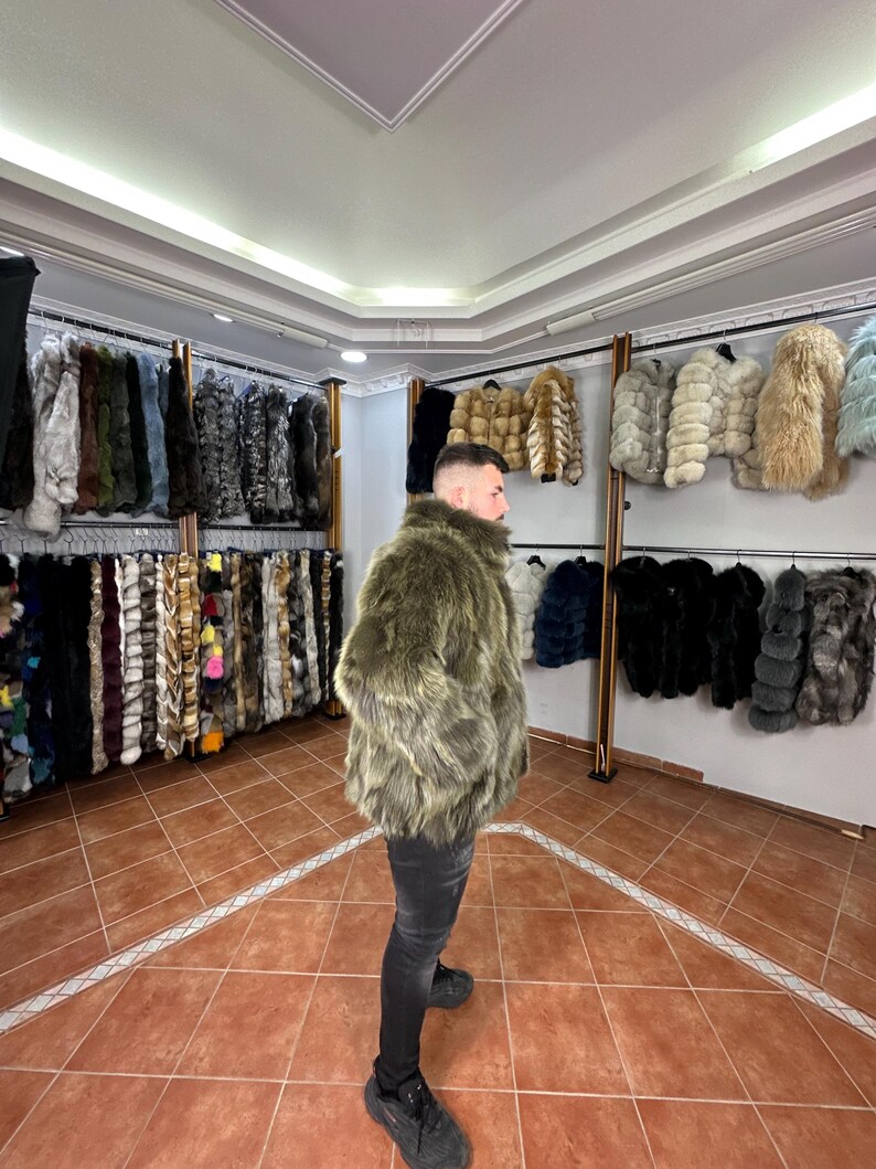 Green Fox Fur Men Jacket - Etsy