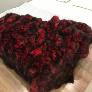 Red & Black Coyote Fur Blanket/throw for Your Bedroom or Your Living ...