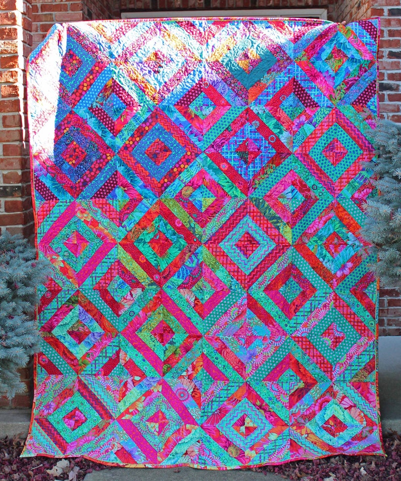 Twin Quilt - Kaffe Diamonds - Etsy