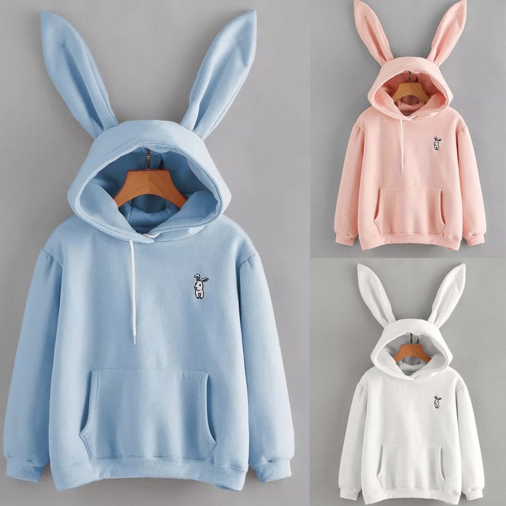 Rabbit Eared Hoodie Cute Bunny Ear Rabbit Sweatshirts - Etsy UK