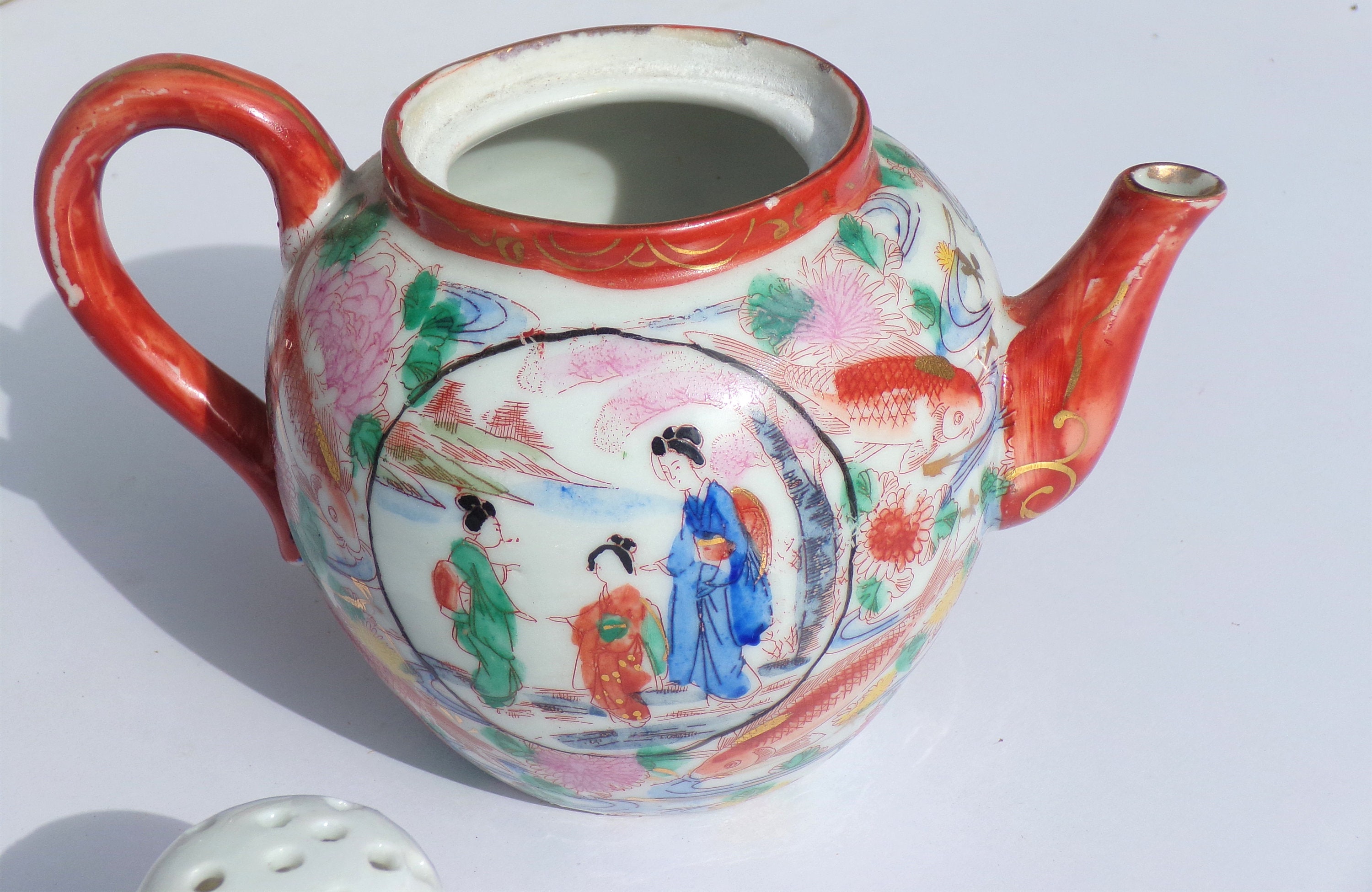 Japanese Porcelain Geisha Tea Potlidded Potsugar2 Small - Etsy