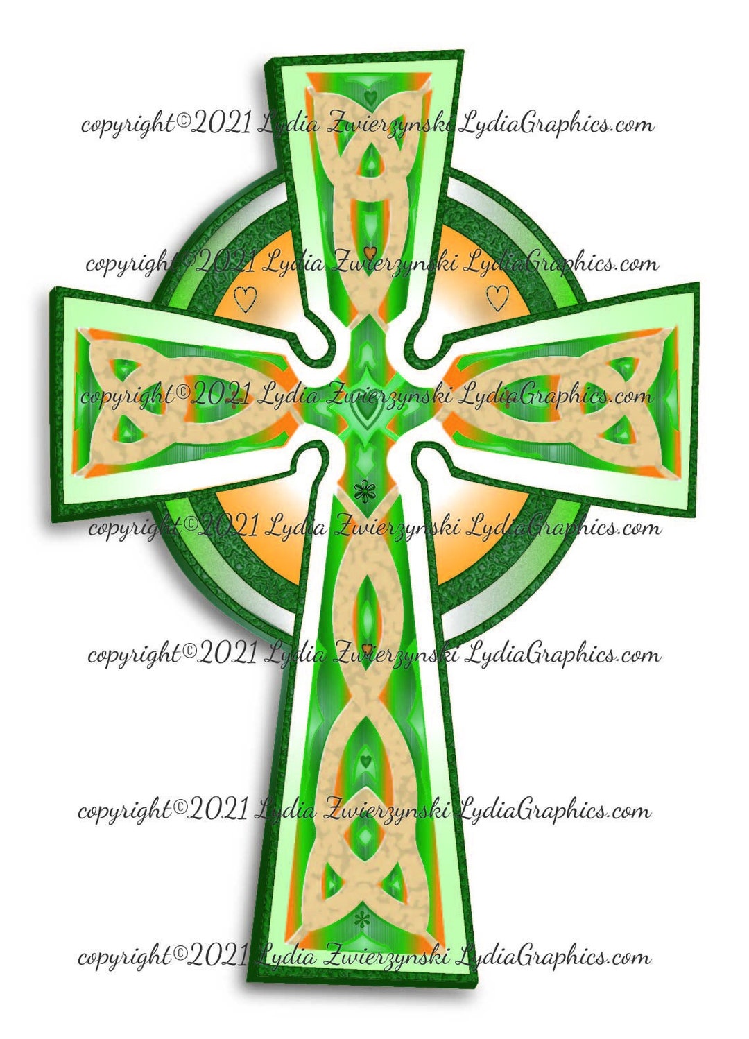 Orange and Green Celtic Cross *instant Download* Original Hand Drawn ...