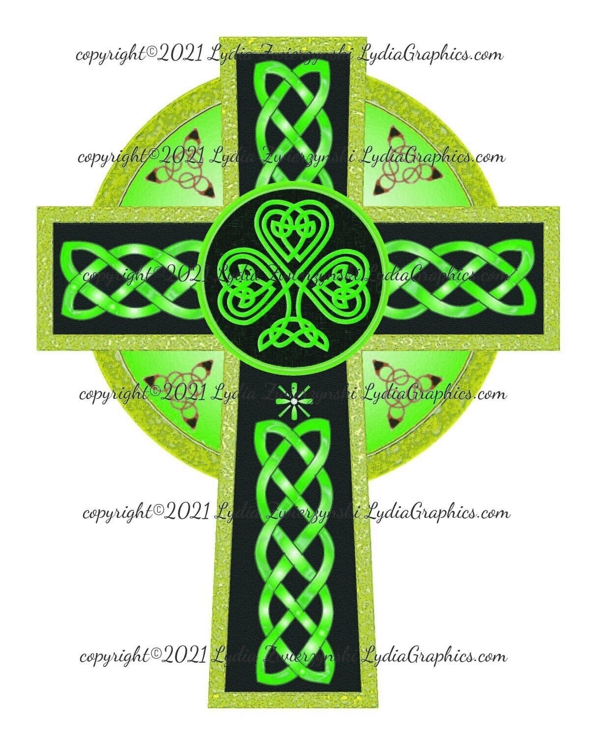 Celtic Cross With Clover Drawing