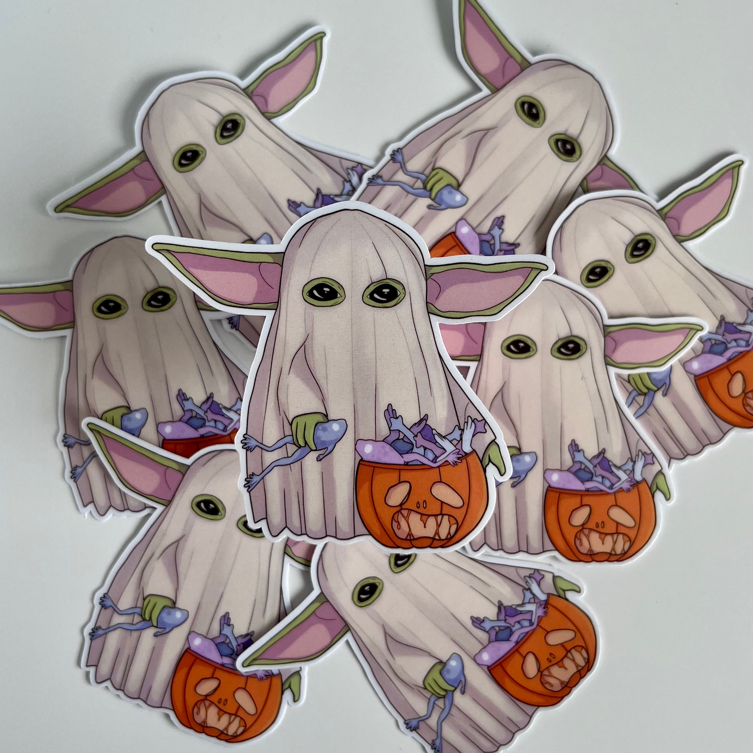 Grogu Halloween mandalorian Style Glossy Vinyl Sticker - Etsy