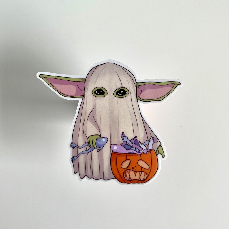 Grogu Halloween mandalorian Style Glossy Vinyl Sticker - Etsy