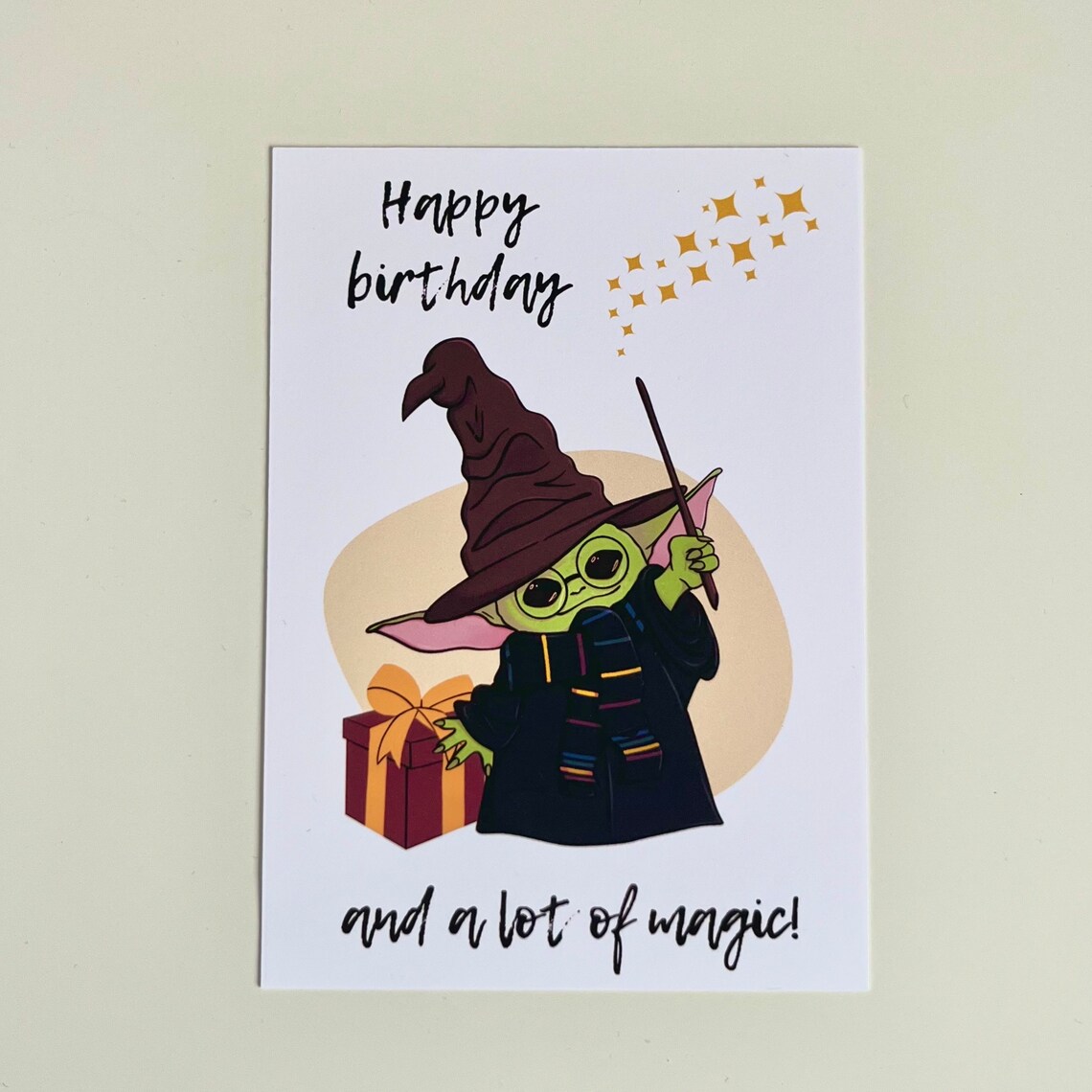 Happy Birthday Greeting Card With Grogu Harry Potter Style - Etsy