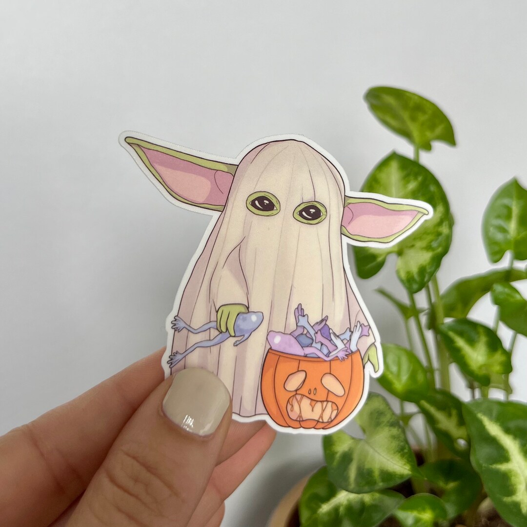 Grogu Halloween mandalorian Style Glossy Vinyl Sticker - Etsy