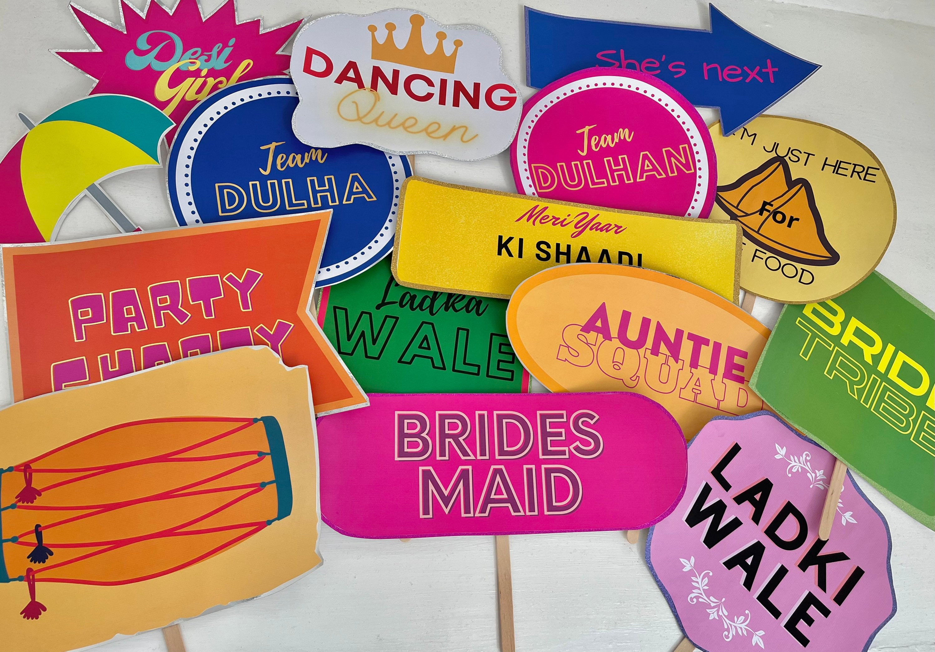 Mehndi Photobooth Props | DIY Desi Wedding Photo Props | Sangeet Props ...