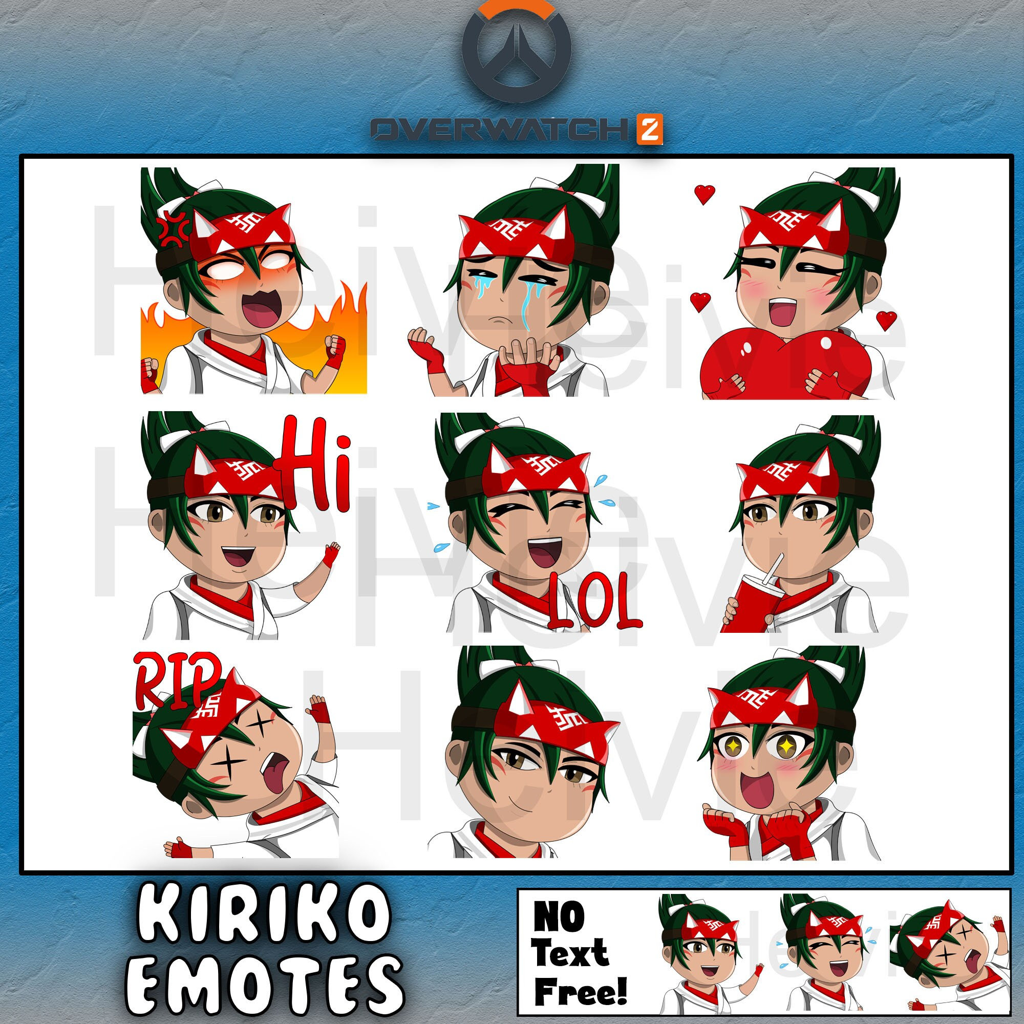Overwatch 2 Kiriko Chibbi Emotes for Twitch, Youtube, Discord, Etc ...