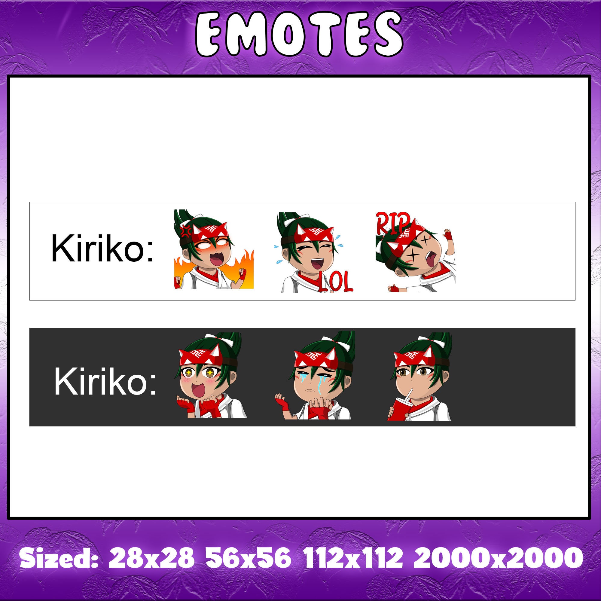 Overwatch 2 Kiriko Chibbi Emotes for Twitch, Youtube, Discord, Etc ...