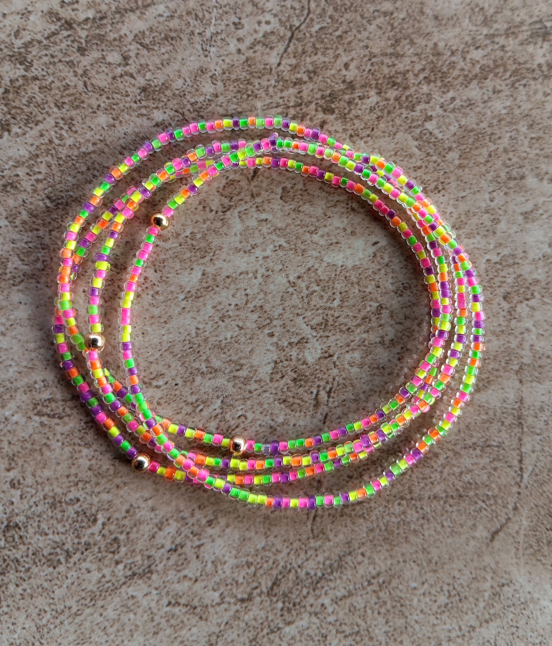 Neon Seed Bead Bracelet Set: Colorful Stretchy Boho Bracelets - Etsy