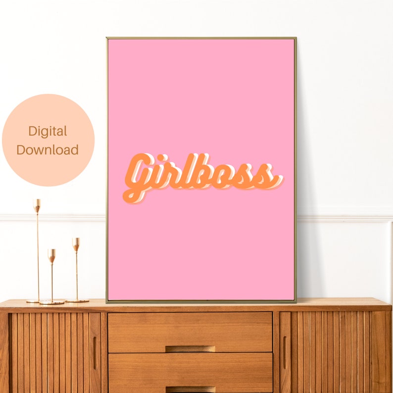 Girl Boss Printable Girl Boss Print Pink and Orange Print | Etsy