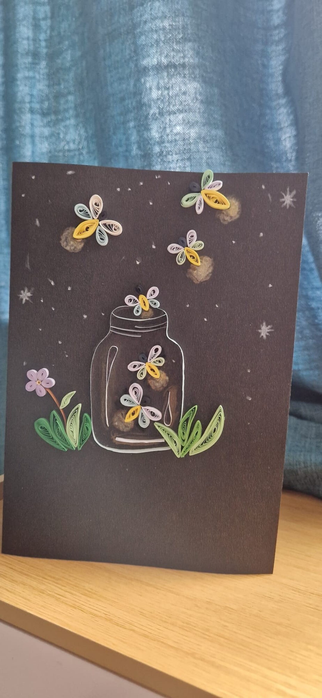 Quilling Card With Fireflies Flying Out a Jar Night Light - Etsy
