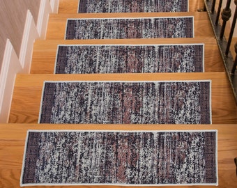 Timeless Vintage Stair Treads Rug, Tumbled Stair Carpet, Boho Stair ...