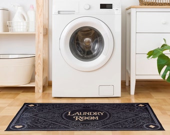 Gray Laundry Room Runner Rug, Non-slip Laundry Floor Mat, Modern Ultra ...