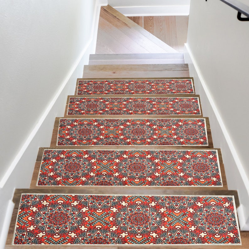 Mandala Pattern Stair Rug Boho Stair Treads Carpet Non-slip - Etsy