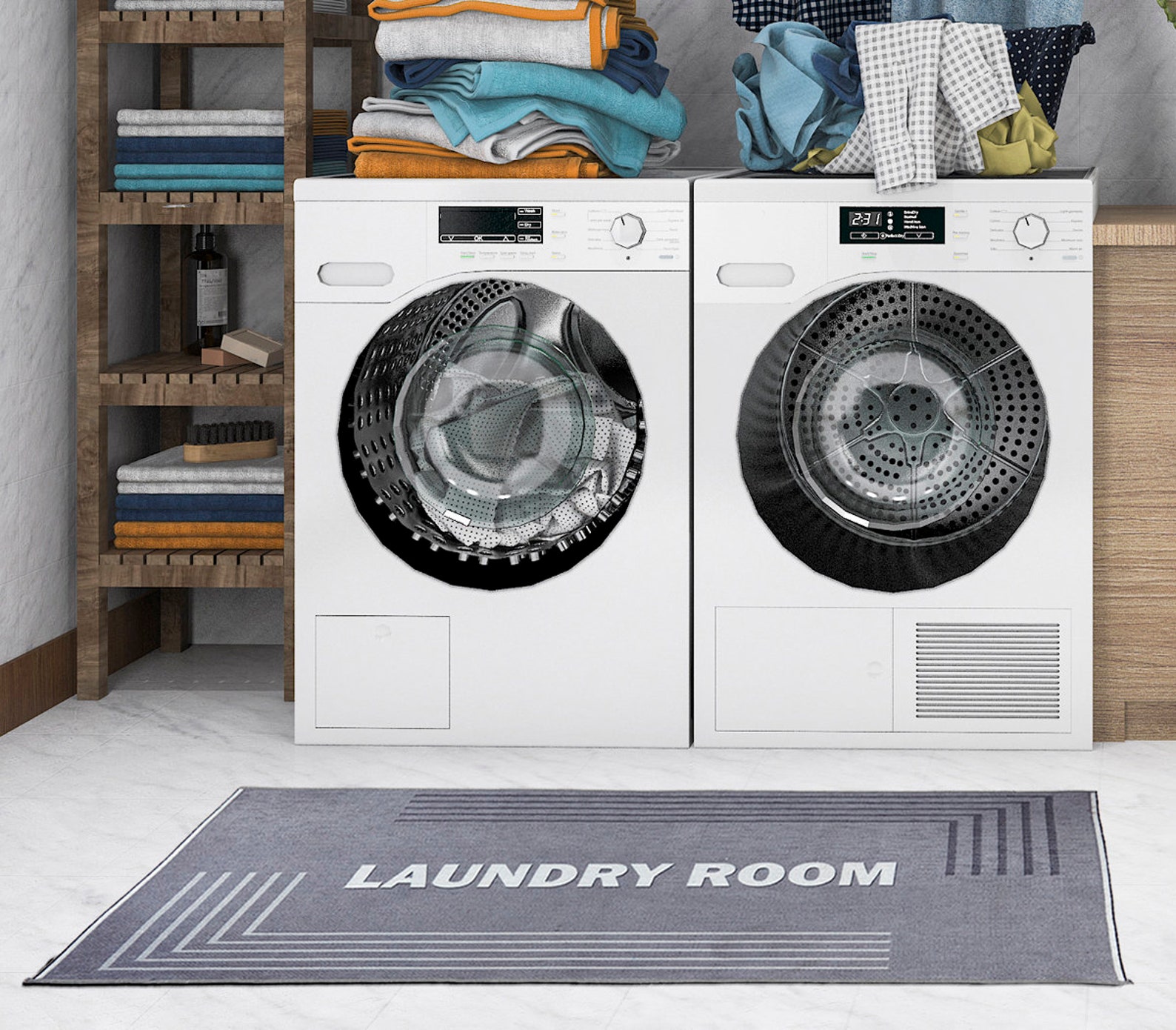 Gray Laundry Room Runner Rug Non-slip Laundry Floor Mat - Etsy