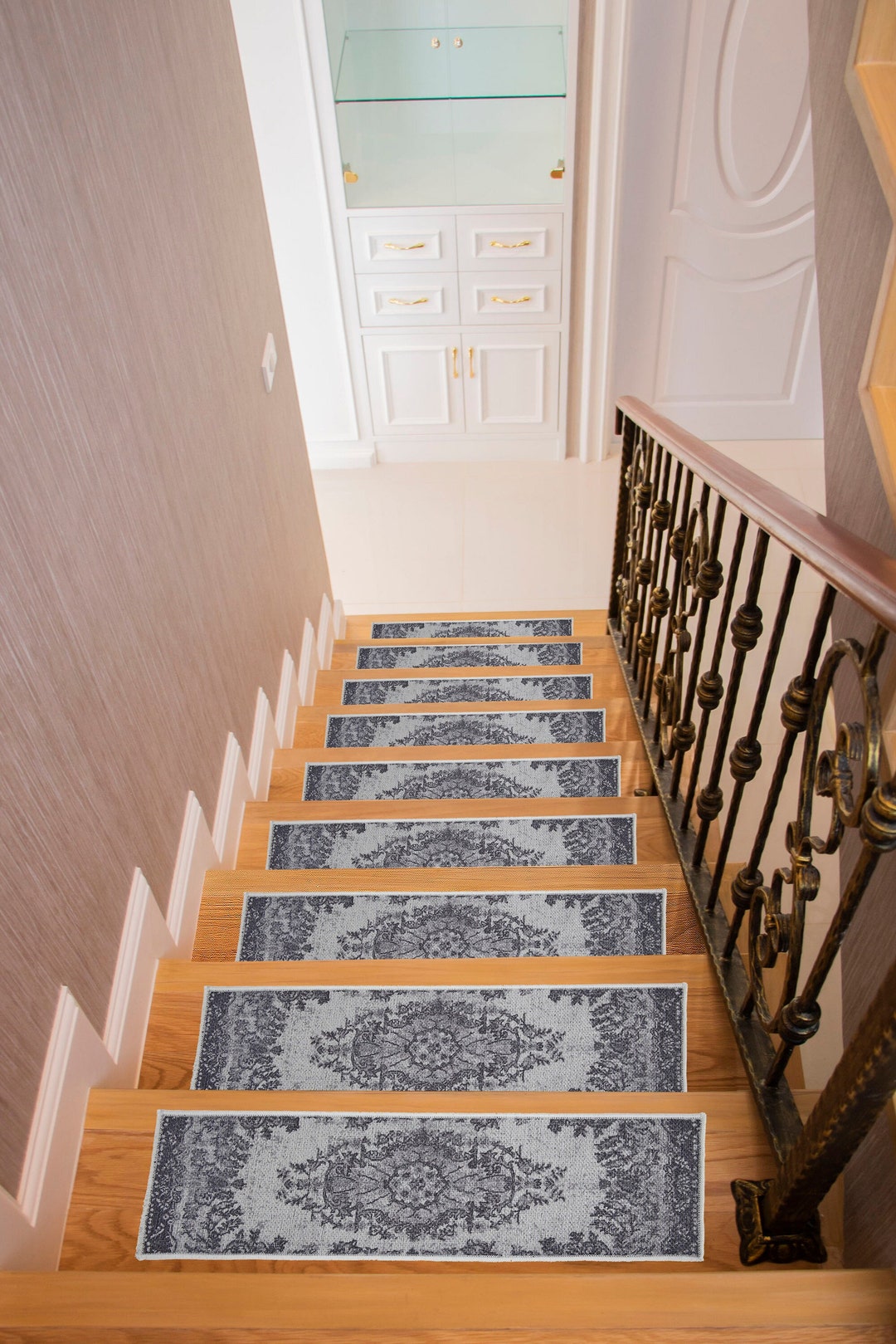 Isabella Design Stair Treads Rug, Oriental Stair Carpet, Gray Stair ...