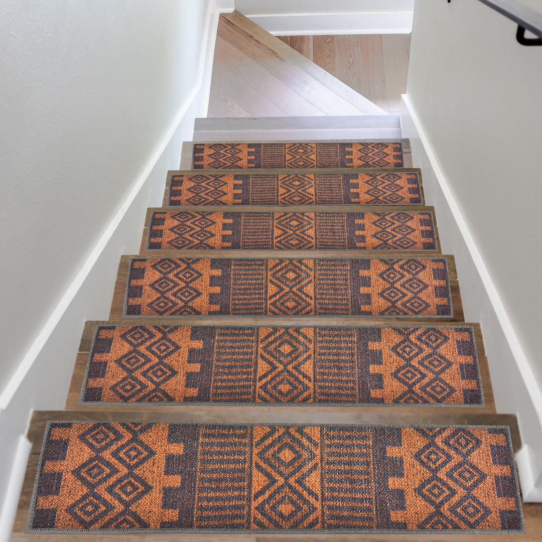 Antique Geometric Stair Rug, Ethnic Stair Treads Carpet, Modern Stair ...