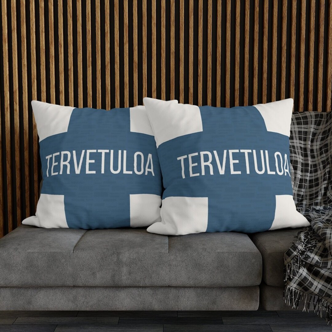 Tervetuloa Pillow Cover | Finnish Welcome Sign * Finland Flag * Suomi ...