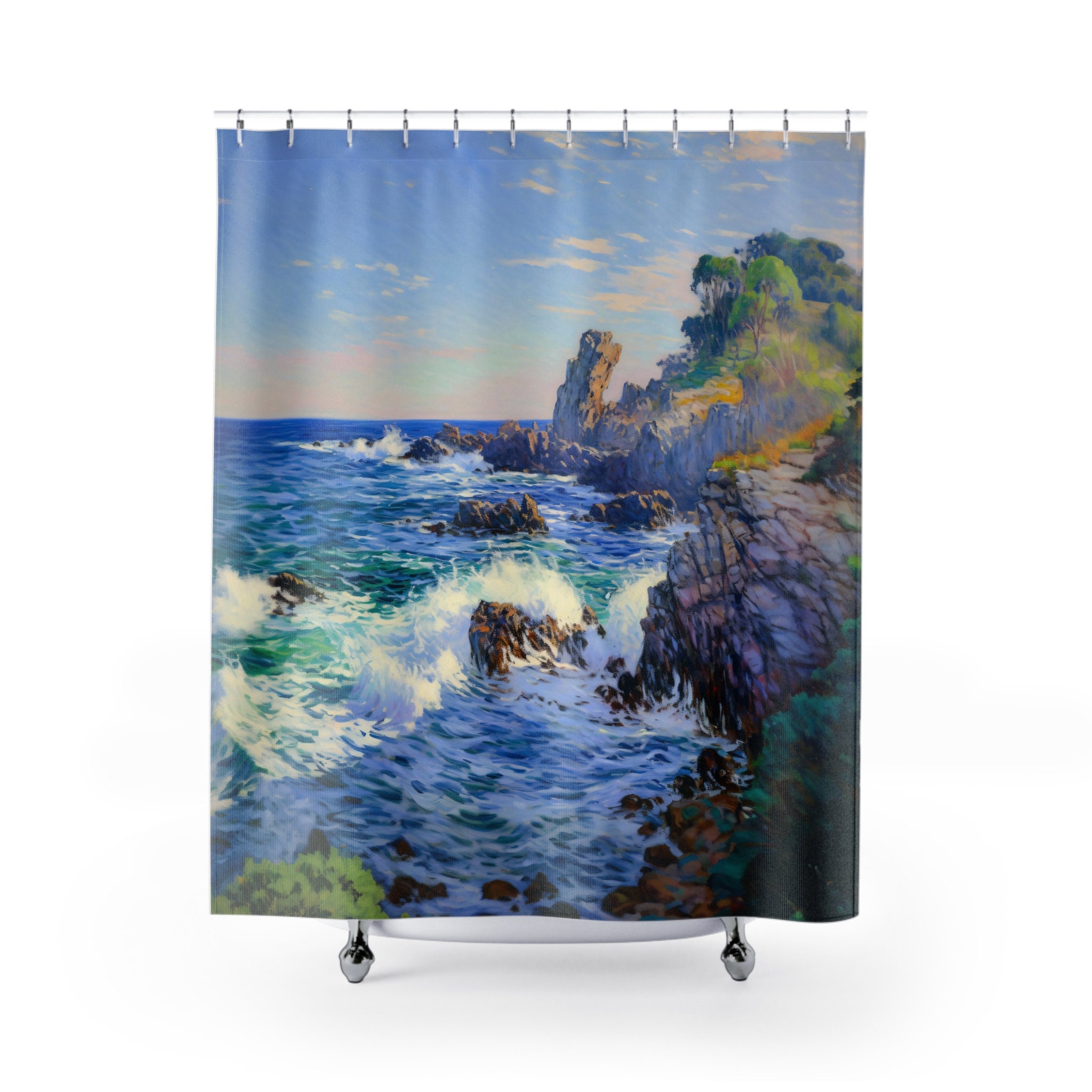 Lake Landscape Art Sunset Print Lake House Decor Lake Art Home Decor Watercolor Forest Shower ...