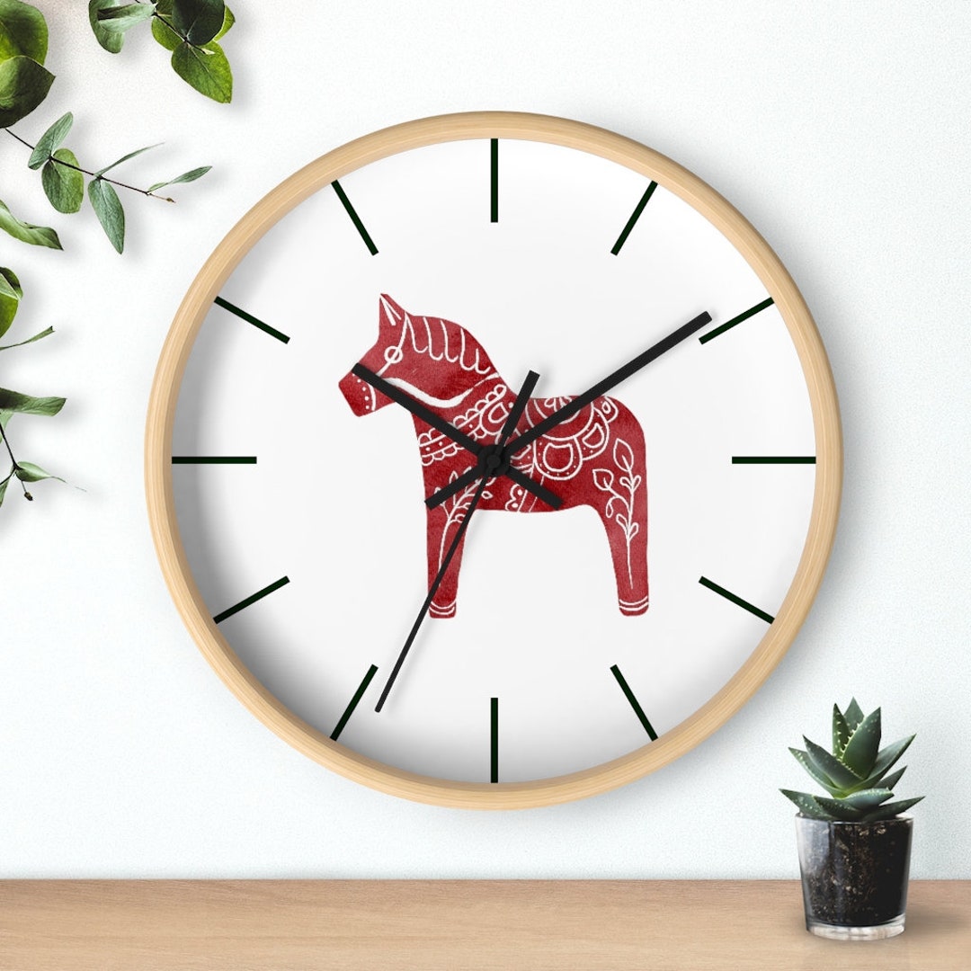 Swedish Dala Horse Clock | Sweden Decor * Nordic Decor * Swedish Folk ...