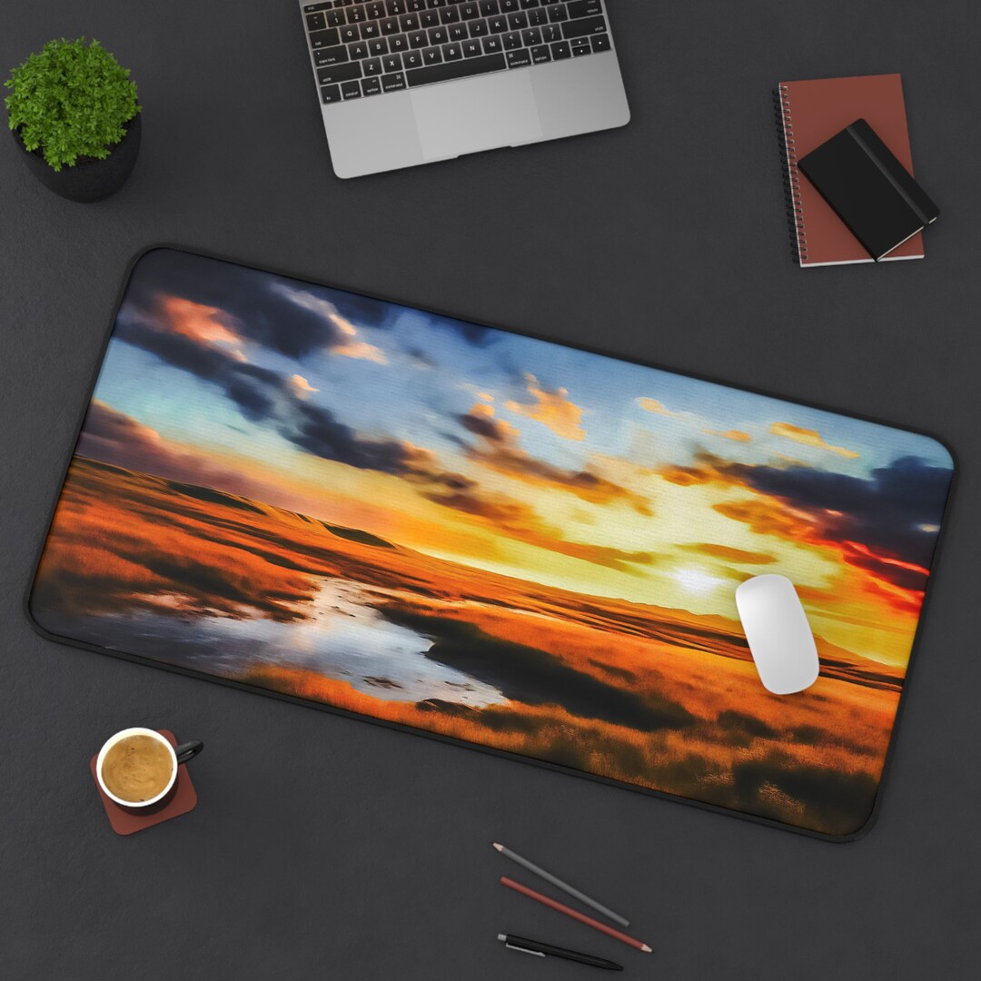 Rustic Nature Landscape Desk Mat Nature Office Decor Fantasy Landscape ...