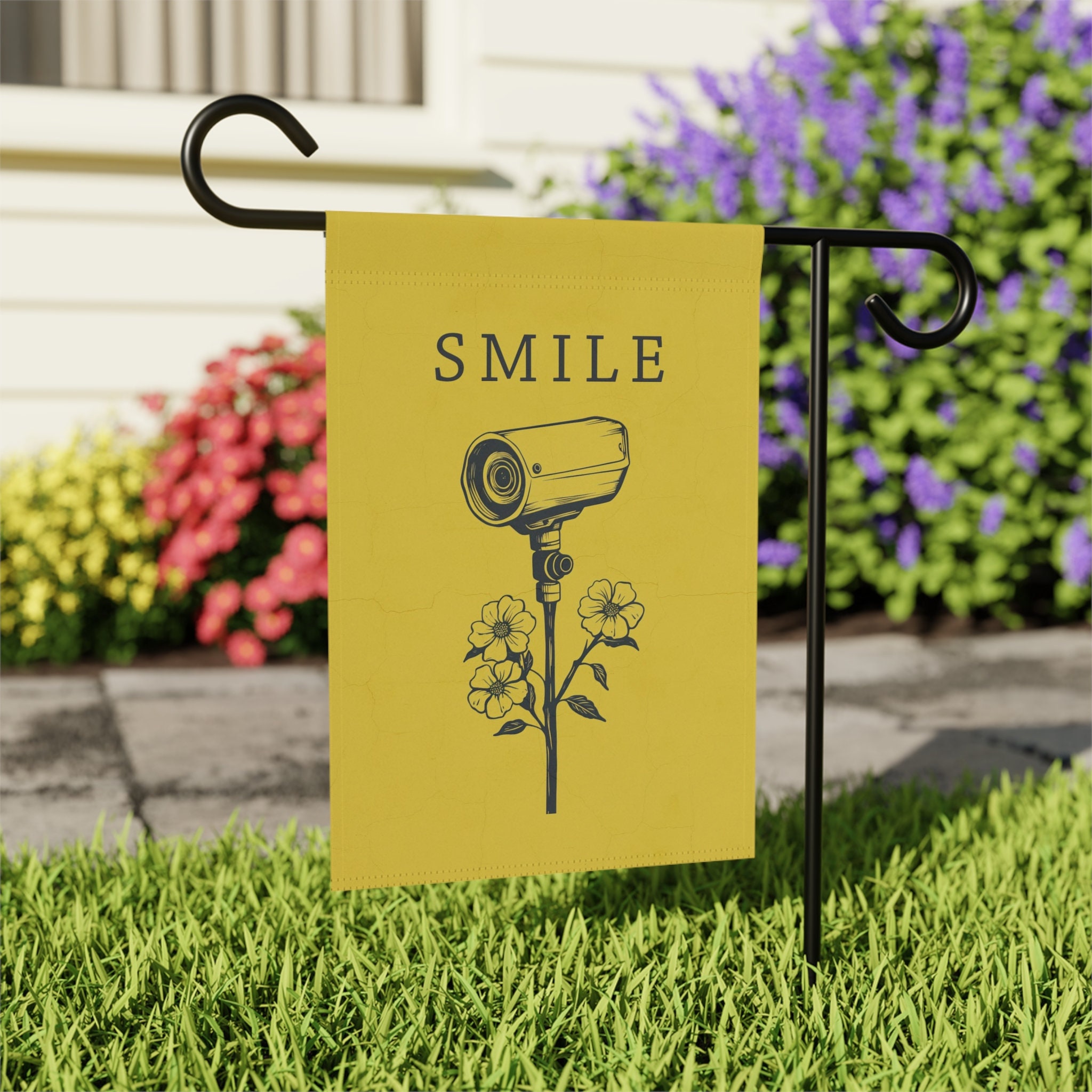Smile You're on Camera Sign Nordic Garden Flag Scandinavian Decor Modern Decor Nordic Home Decor ...