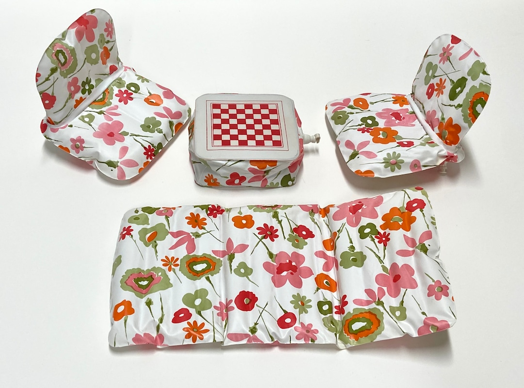 Vintage Puff 'N Play Inflatable Barbie/doll Furniture 4-pc With Flower ...