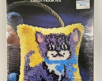 Latch Hook Pillow Kits Cat - Etsy