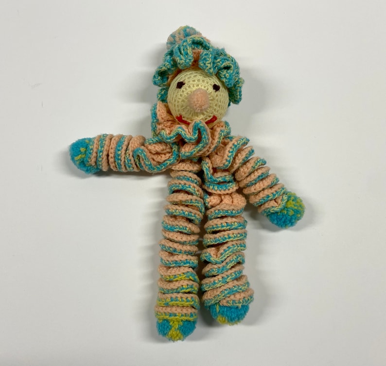 Vintage Crocheted Yarn Clown Doll Handmade 1970s - Etsy