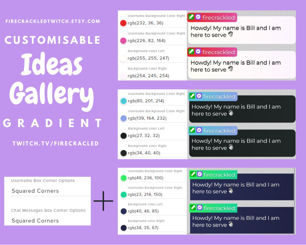 Customizable Gradient Twitch Chat Widget Animated Works With OBS Studio ...