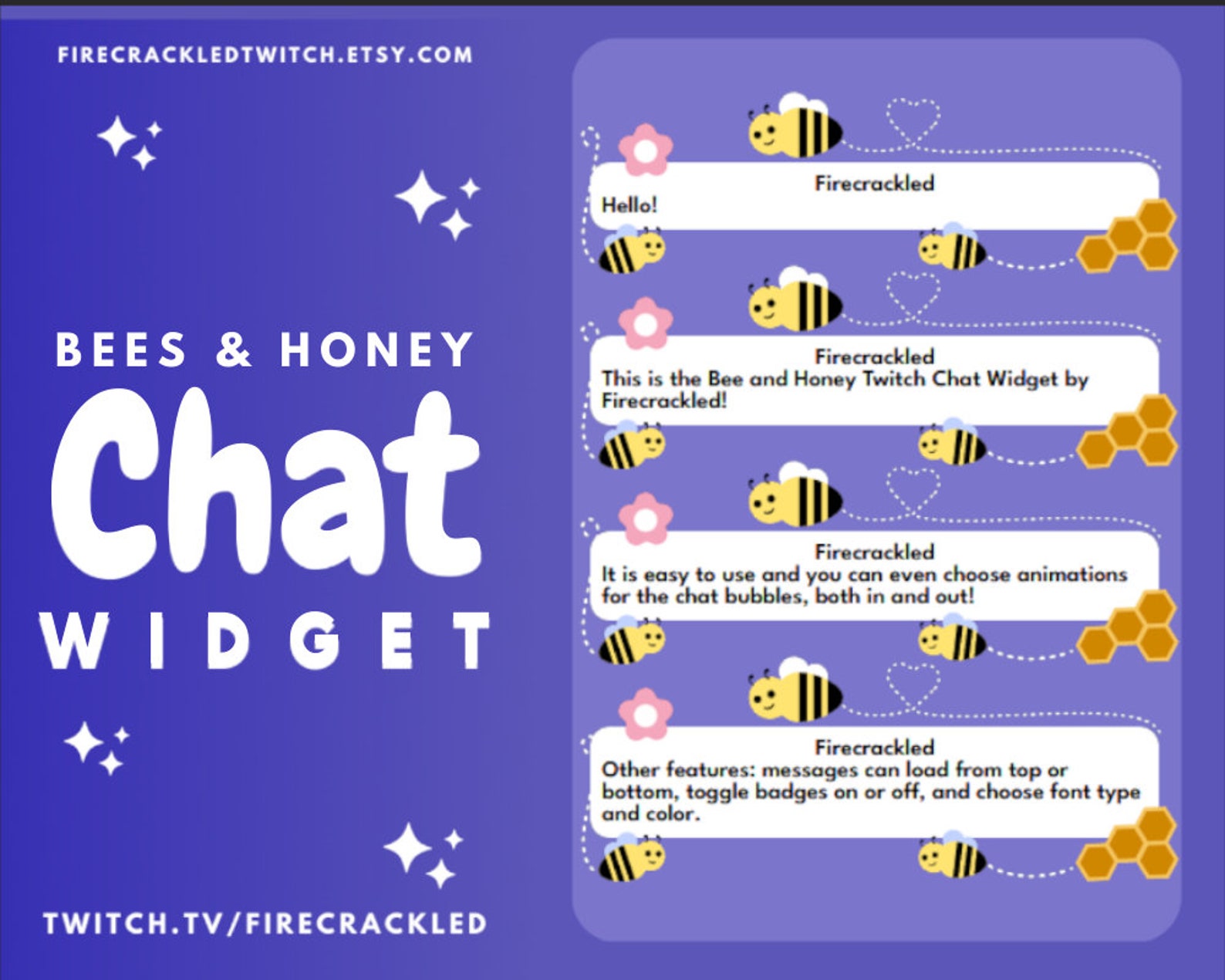 Bee & Honey Twitch Chat Widget Animated Works With OBS Studio ...