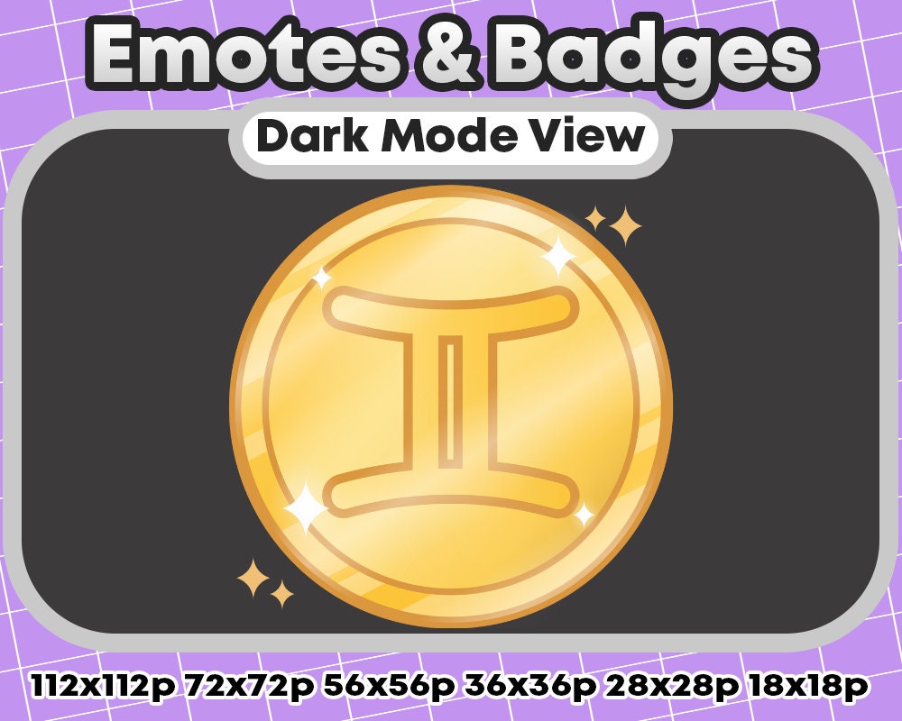 Gold Gemini Metallic Zodiac Token Channel Points/ Emote / Role Icons or ...