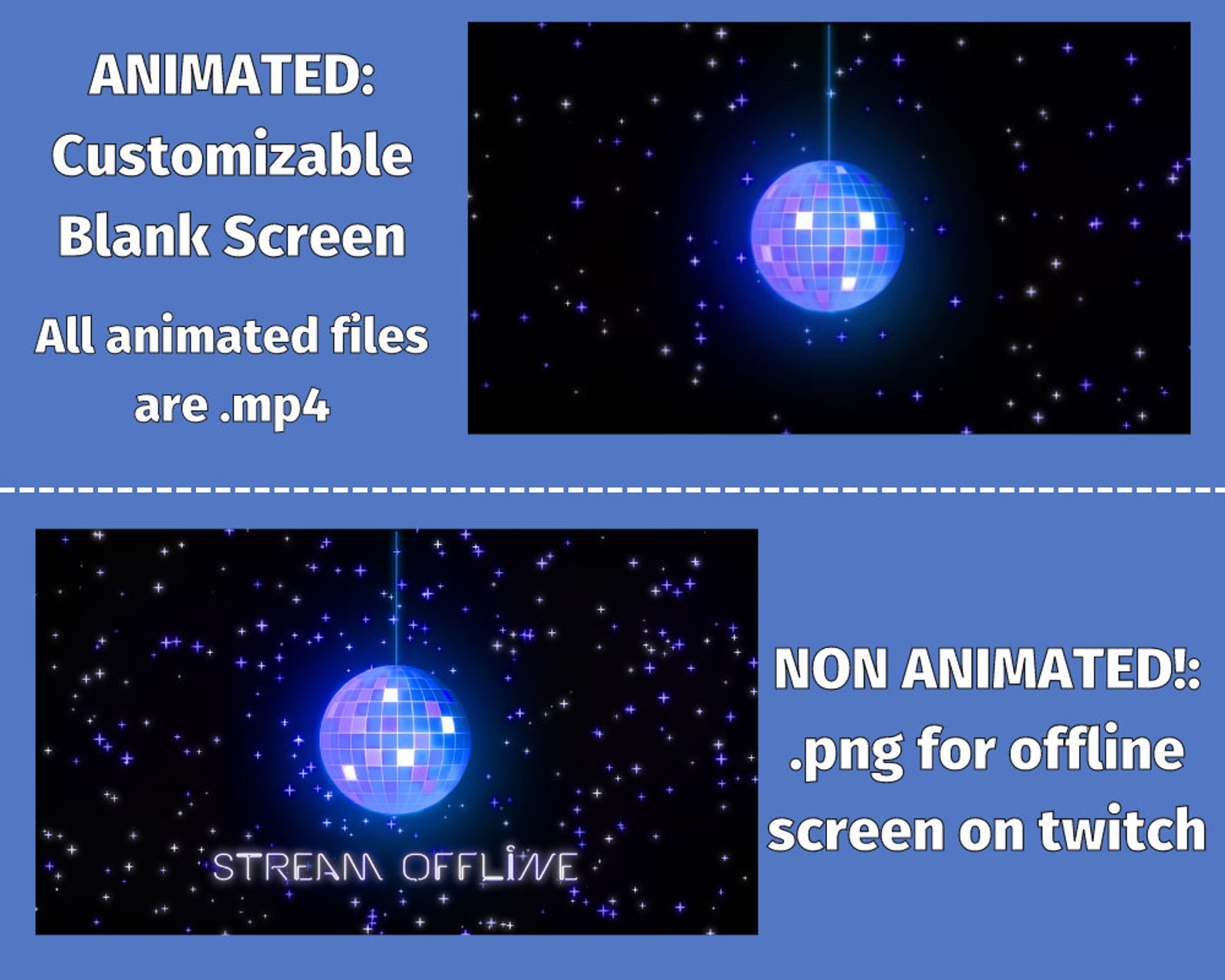 Animated Starry Disco Ball Twinkling Blue Twitch Overlays Scenes ...